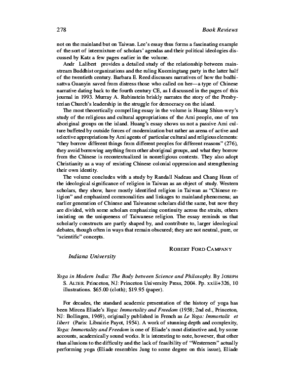 (PDF) Joseph S. Alter , Yoga in Modern India: The Body between Science ...