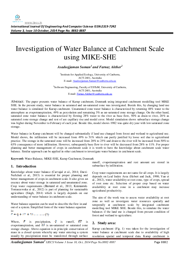 (PDF) Investigation of Water Balance at Catchment Scale using MIKE-SHE