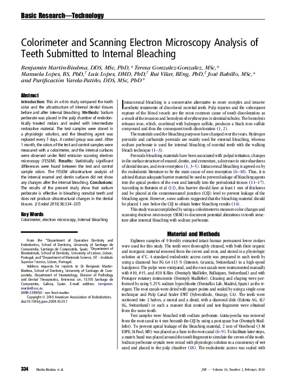 (PDF) Colorimeter and Scanning Electron Microscopy Analysis of Teeth ...