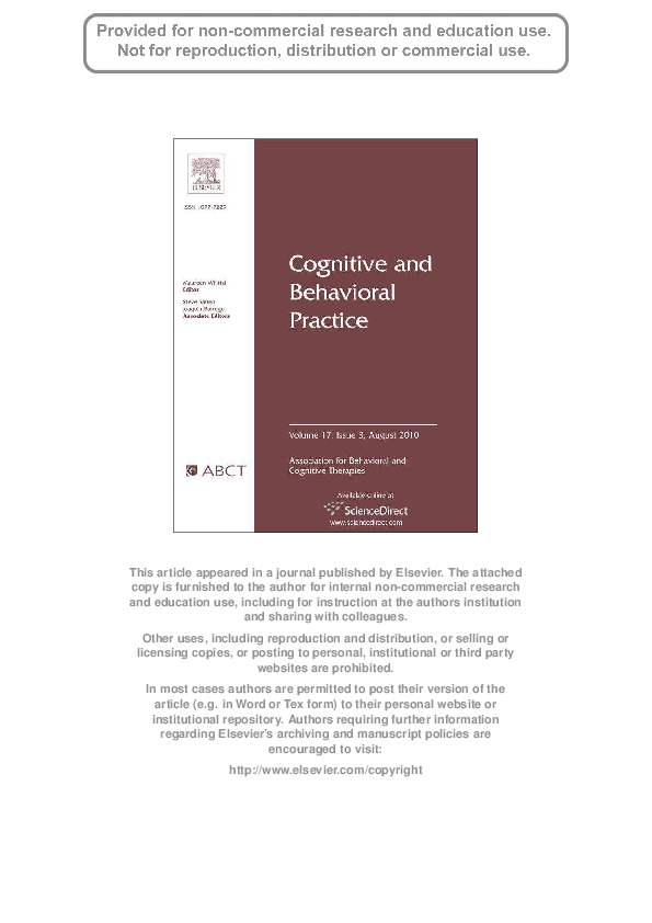 (PDF) A Cognitive-Behavioral Treatment Approach for Body Dysmorphic ...