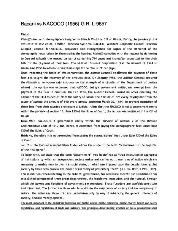 (PDF) Bacani vs NACOCO (1956) G.R. L-9657( digested case)