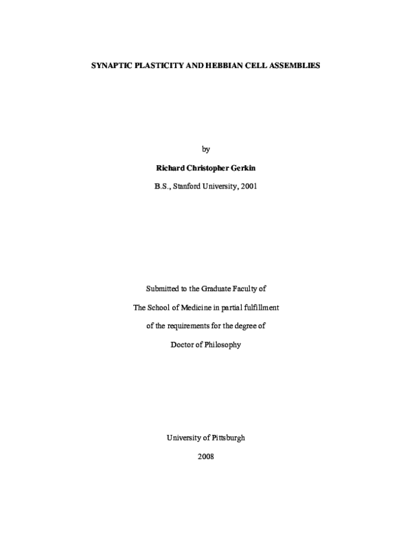 (PDF) Synaptic plasticity and Hebbian cell assemblies
