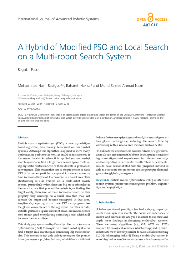 (PDF) A Hybrid of Modified PSO and Local Search on a Multi-robot Search ...