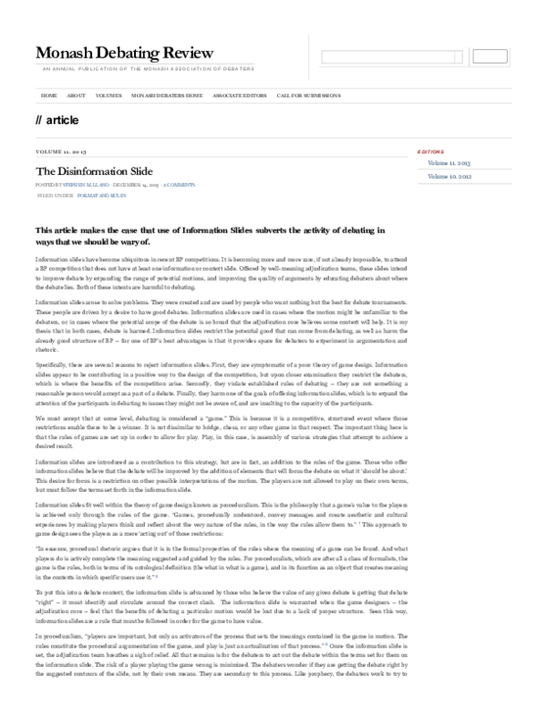 (PDF) The Disinformation Slide: The Subversive Problems with ...