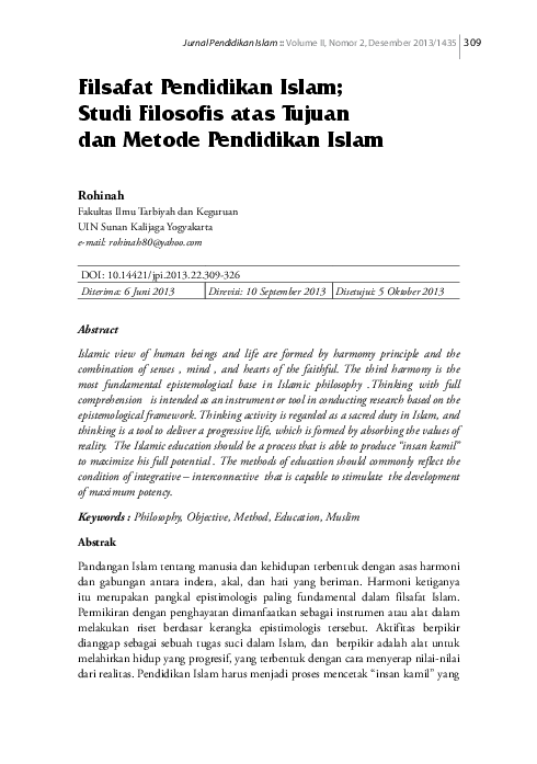 (PDF) Filsafat Pendidikan Islam; Studi Filosofis atas Tujuan dan Metode Pendidikan Islam