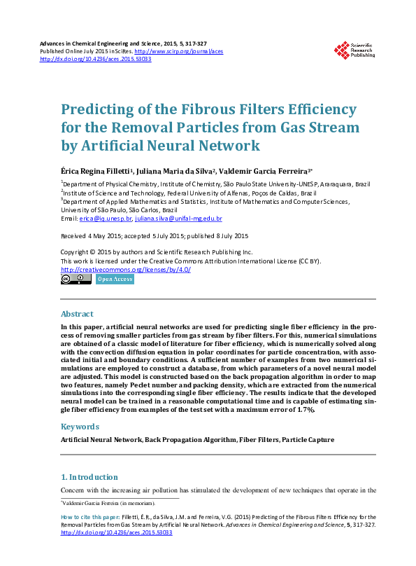 (PDF) Predicting of the Fibrous Filters Efficiency for the Removal Particles from Gas Stream by ...