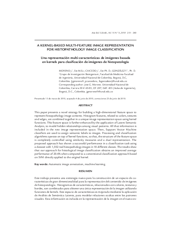 Pdf A Kernel Based Multi Feature Image Representation For Histopathology Image Classification