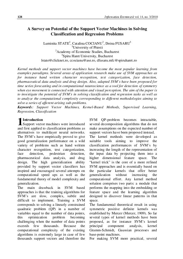 (PDF) A Survey on Potential of the Support Vector Machines in Solving Classification and ...
