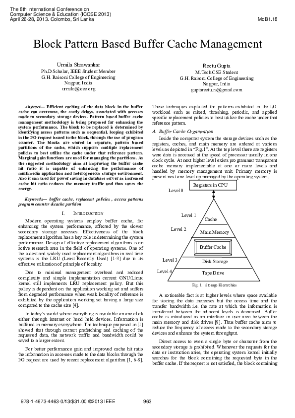 (PDF) Block pattern based buffer cache management