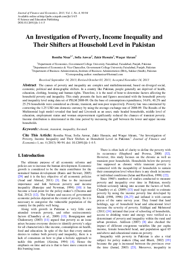 (PDF) An Investigation of Poverty, Income Inequality and Their Shifters ...