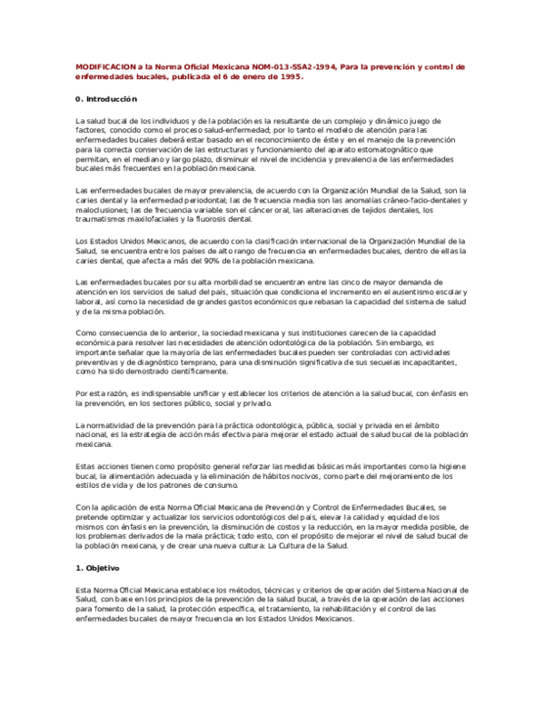 (DOC) MODIFICACION a la Norma Oficial Mexicana NOM-013-SSA2-1994, Para ...