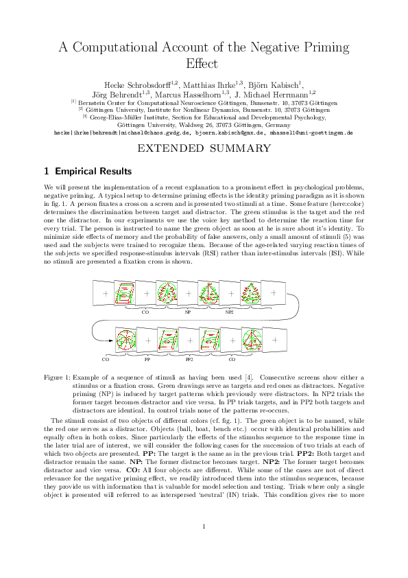(PDF) A Computational Account of the Negative Priming Effect