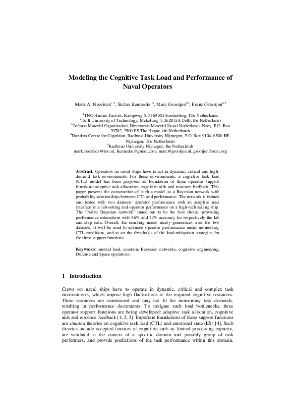 (PDF) Modeling the Cognitive Task Load and Performance of Naval Operators