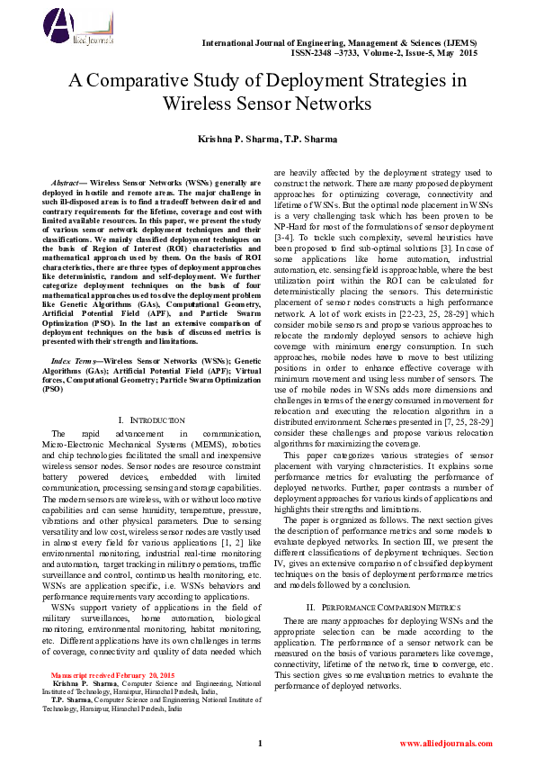 A Comparative Study of Deployment Strategies in Wireless Sensor Networks