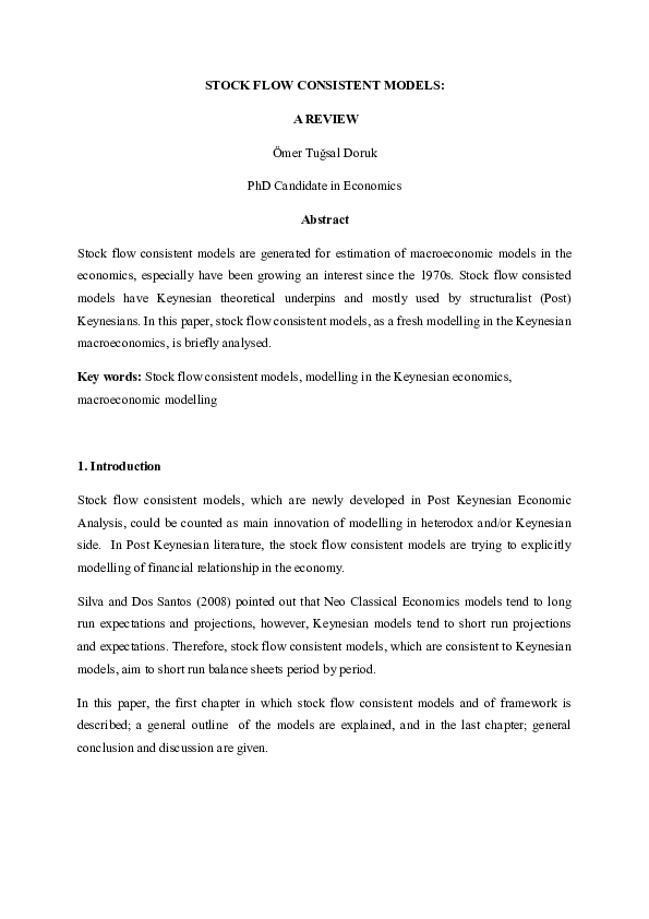 (DOC) STOCK FLOW CONSISTENT MODELS: A REVIEW