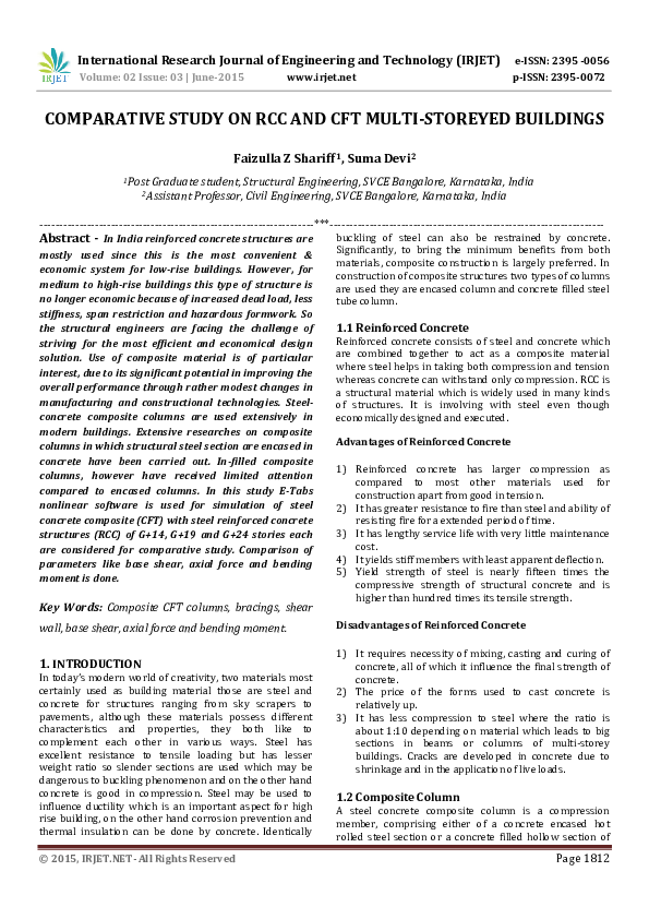 (PDF) IRJET-COMPARATIVE STUDY ON RCC AND CFT MULTI-STOREYED BUILDINGS