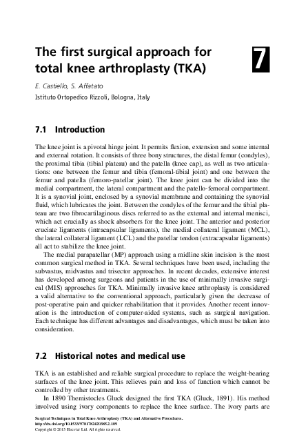 (PDF) The fi rst surgical approach for total knee arthroplasty (TKA