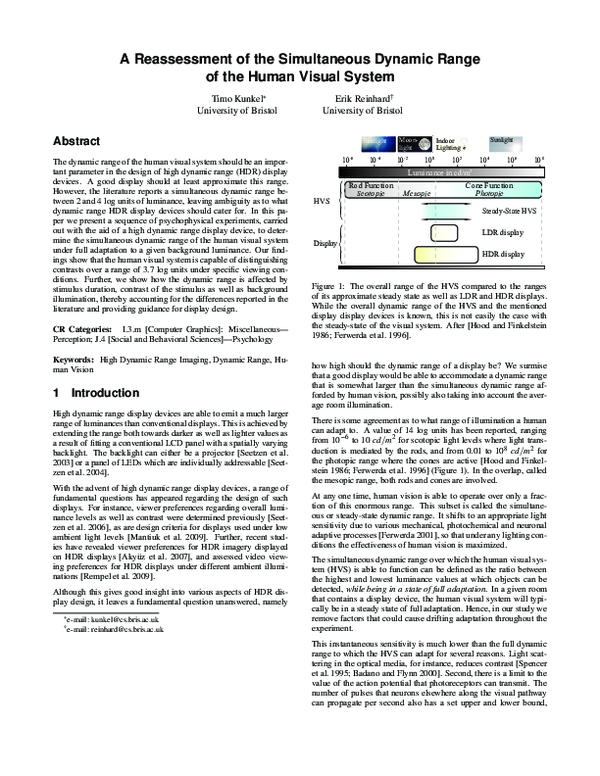 (PDF) A Reassessment of the Simultaneous Dynamic Range of the Human ...