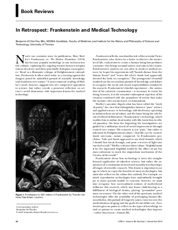 (PDF) In Retrospect: Frankenstein and Medical Technology