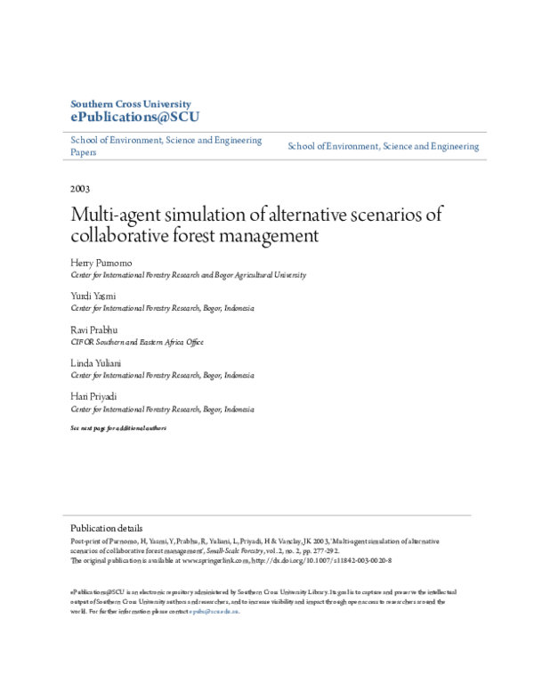 (PDF) Multi-agent simulation of alternative scenarios of collaborative ...