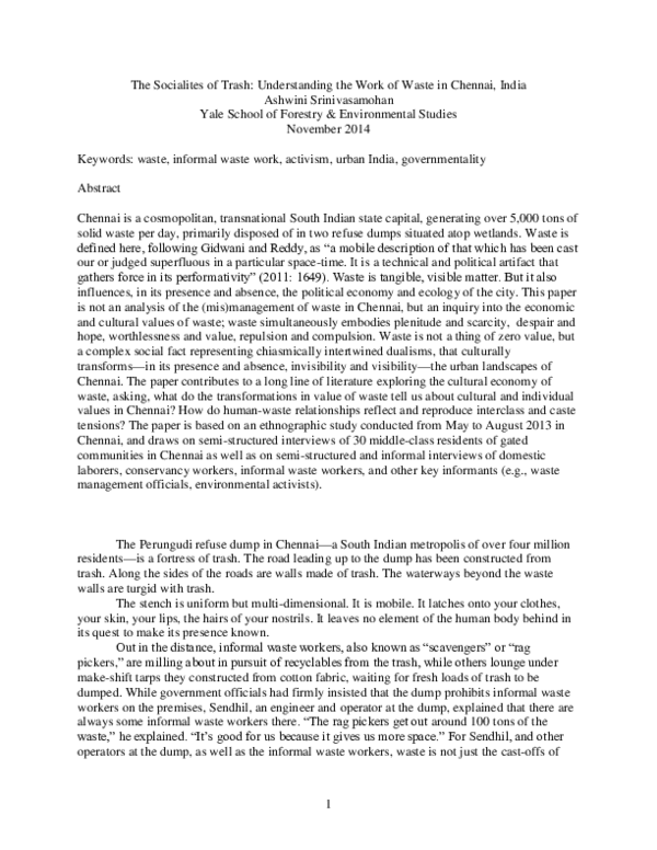 (PDF) The Socialities of Trash