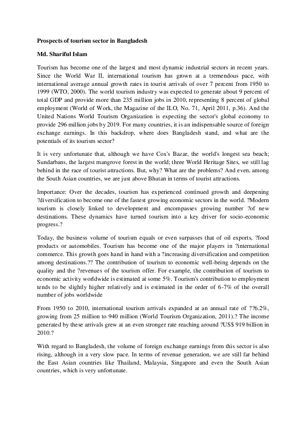 (PDF) Prospects of tourism sector in Bangladesh
