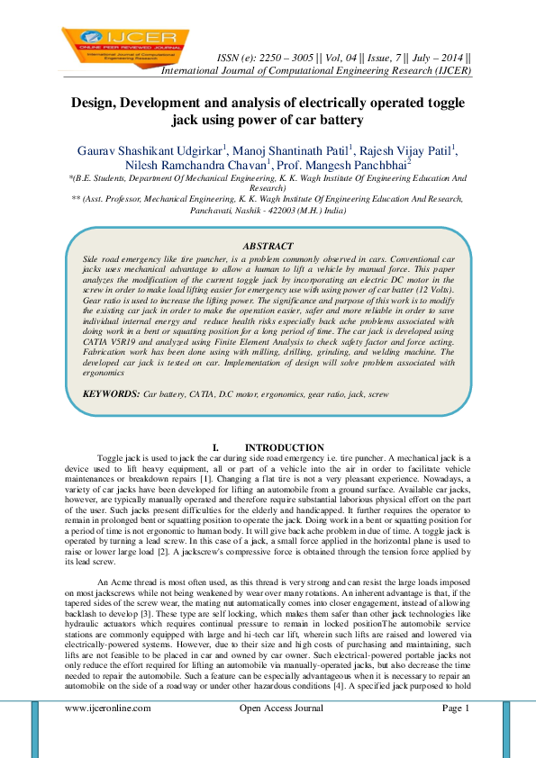 (PDF) Design, Development and analysis of electrically operated toggle ...