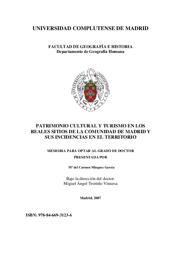 (PDF) Patrimonio Cultural y Turismo en los reales sitios de la C de Madrid