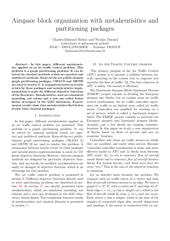 (PDF) Airspace block organization with metaheurisitics and partitioning ...