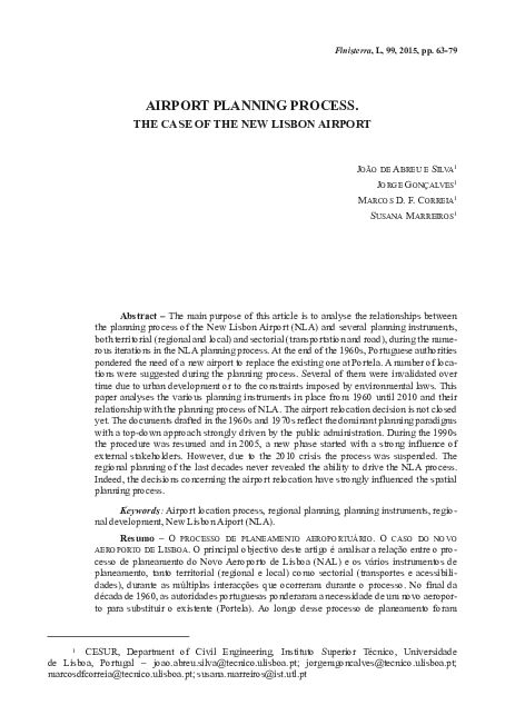 (PDF) Airport Planning Process. The case of the New Lisbon Airport