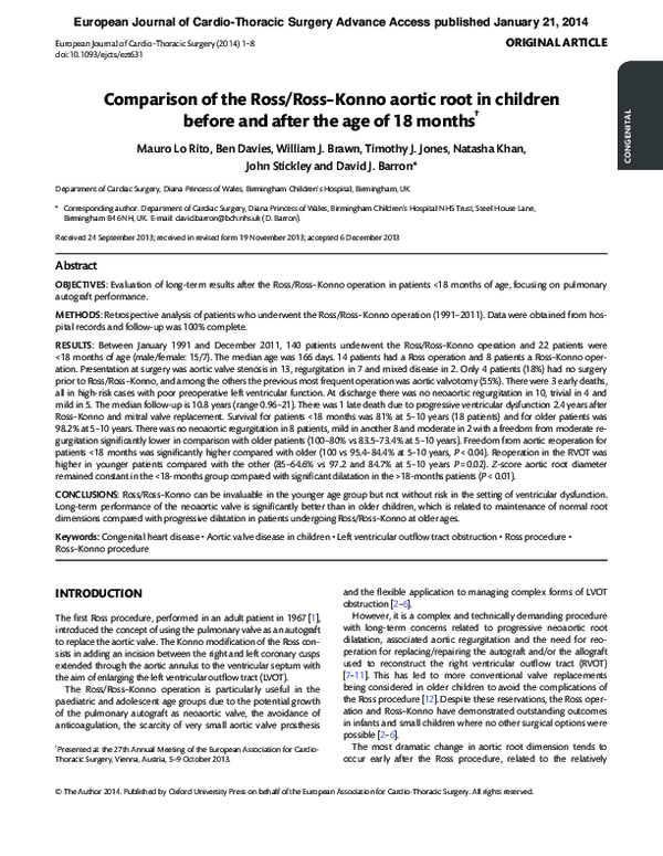 (PDF) Comparison of the Ross/Ross-Konno aortic root in children before ...