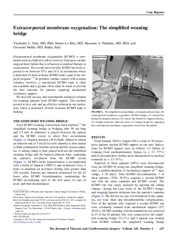 (PDF) Extracorporeal membrane oxygenation: The simplified weaning bridge