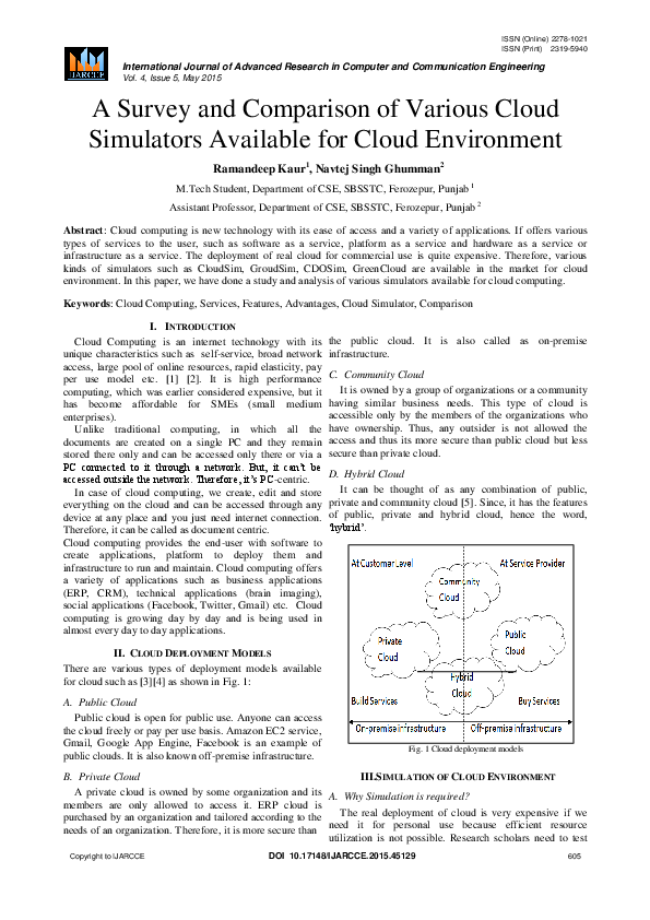 (PDF) A Survey and Comparison of Various Cloud Simulators Available for ...