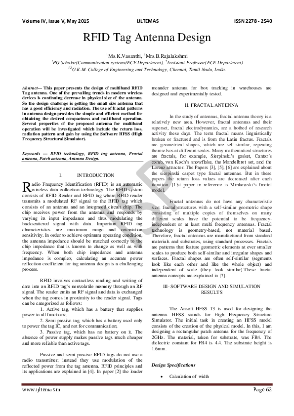 (PDF) RFID Tag Antenna Design