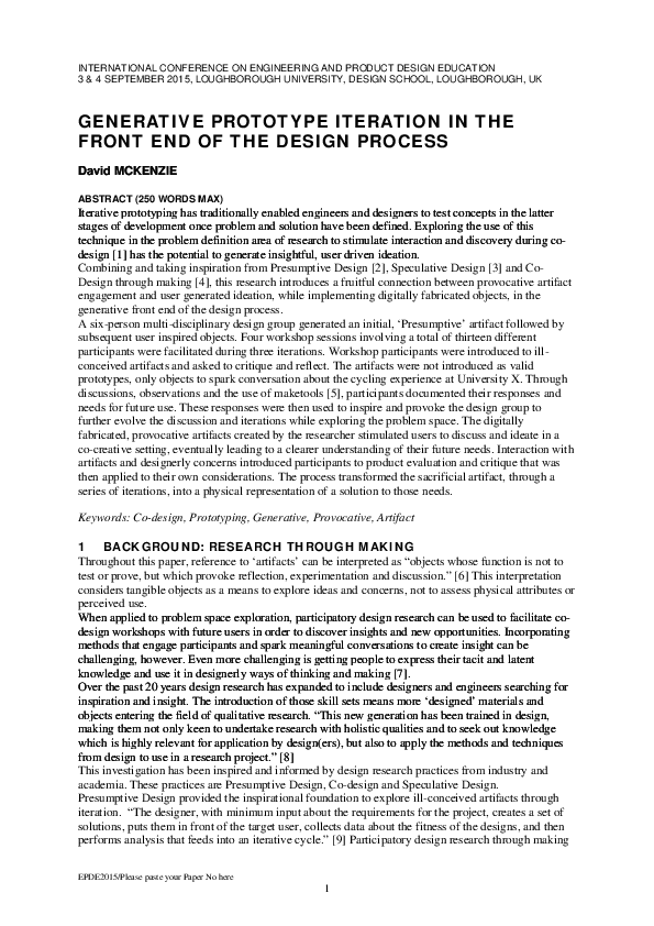 (PDF) Generative Prototype Iteration in the Front-end of the Design Process