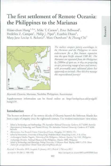 (PDF) The first settlement of Remote Oceania: the Philippines to the ...