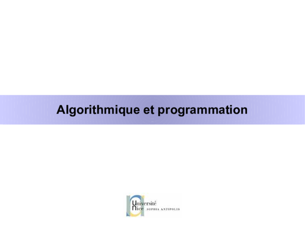 (PDF) Algorithmique et programmation
