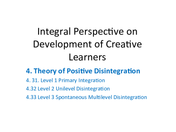 (PDF) Integral Perspective on Development of Creative Learners: Lecture ...