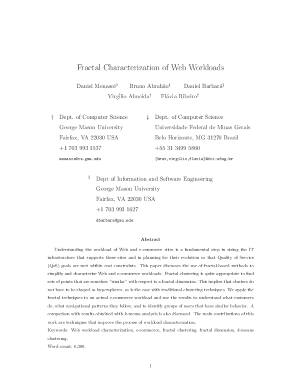 (PDF) Fractal characterization of web workloads