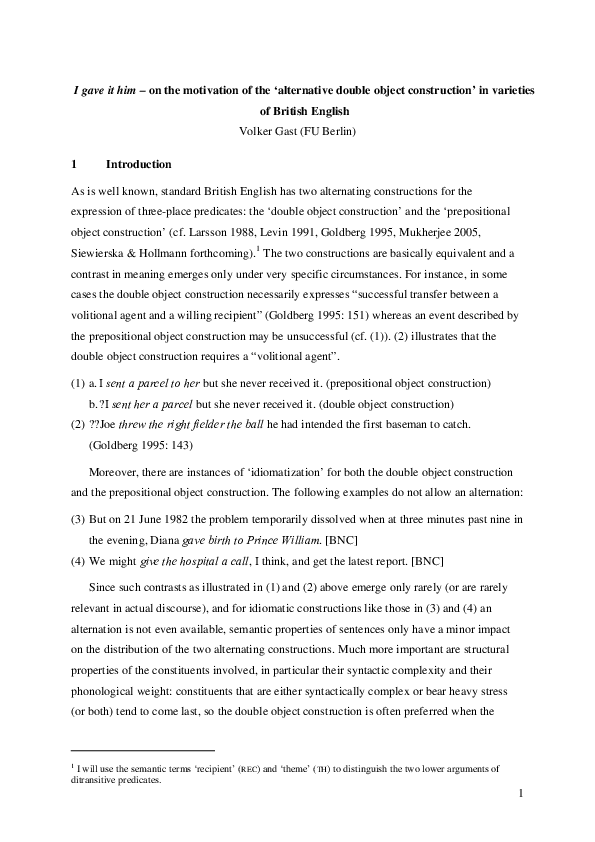 (PDF) I gave it him – on the motivation of the ‘alternative double ...