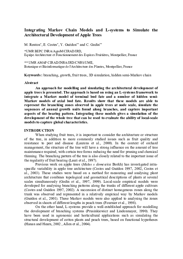 Pdf Integrating Markov Chain Models And L Systems To Simulate The