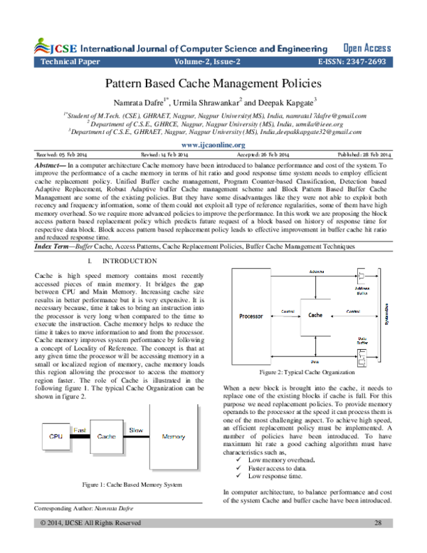 (PDF) Pattern Based Cache Management Policies