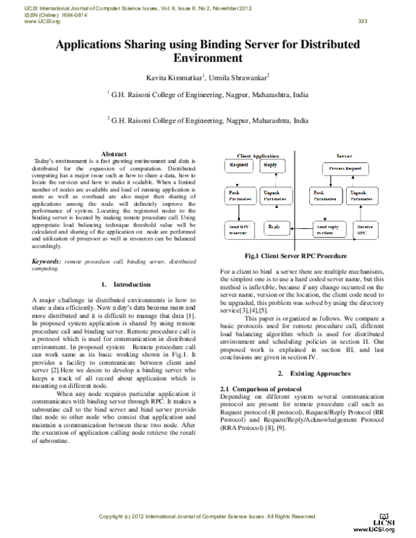 (PDF) Applications Sharing using Binding Server for Distributed Environment