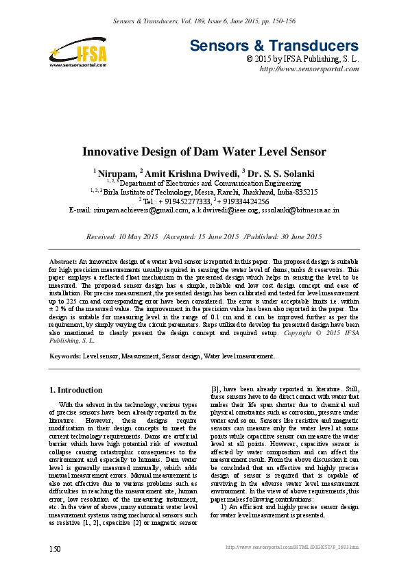 (PDF) Innovative Design of Dam Water Level Sensor