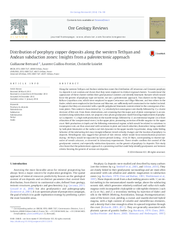 (PDF) Distribution of porphyry copper deposits along the western ...