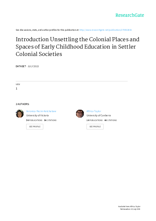 (PDF) Book Introduction: Introduction Unsettling the Colonial Places ...