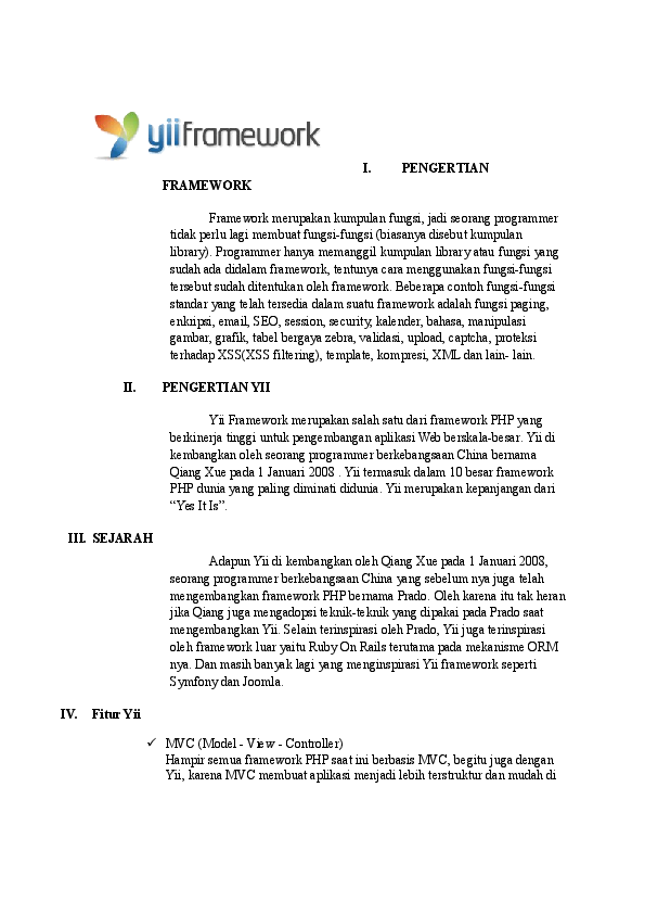 (DOC) YII FRAMEWORK TUGAS PEMROGRAMAN WEB LANJUT