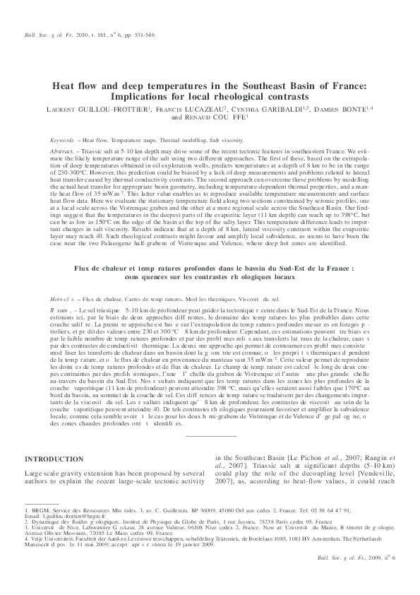 Pdf Heat Flow And Deep Temperatures In The Southeast Basin Of France