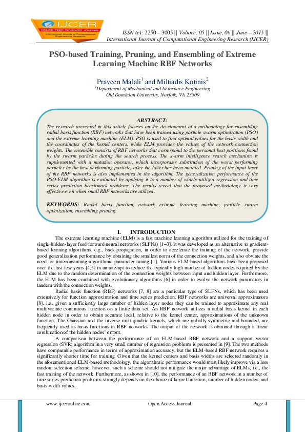 (PDF) PSO-based Training, Pruning, and Ensembling of Extreme Learning Machine RBF Networks