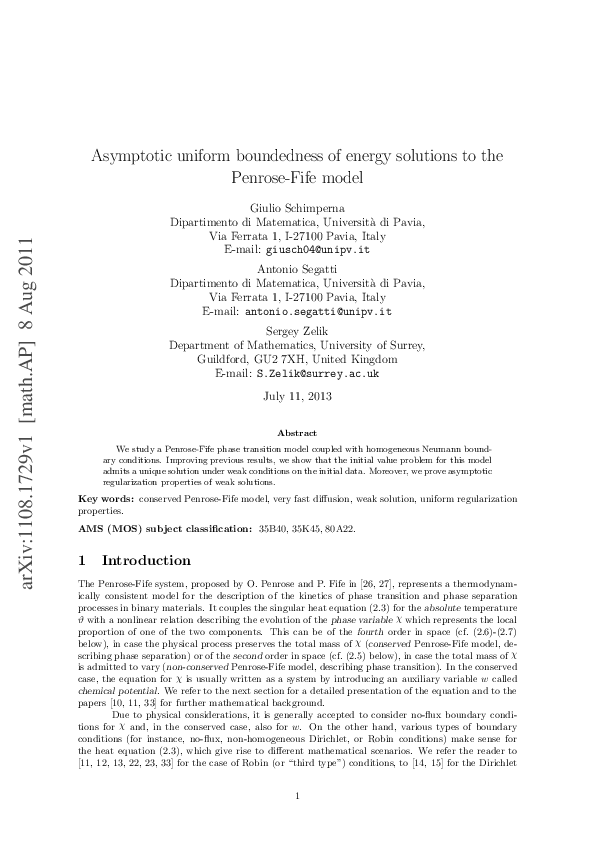 (PDF) Asymptotic uniform boundedness of energy solutions to the Penrose ...